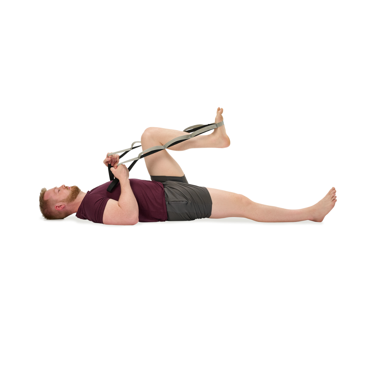 wall hamstring stretch with strap